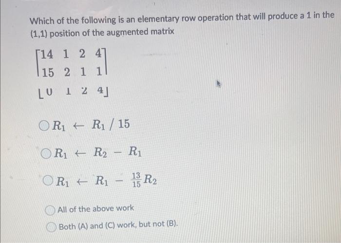Solved Which of the following is an elementary row operation | Chegg.com
