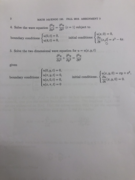 Solved MATH 143/ENGG 150. FALL 2019. ASSIGNMENT 3 4. Solve | Chegg.com