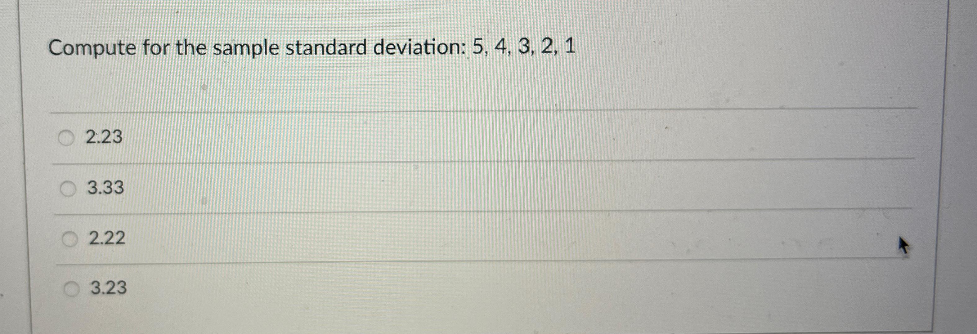 Compute for the sample standard deviation: | Chegg.com