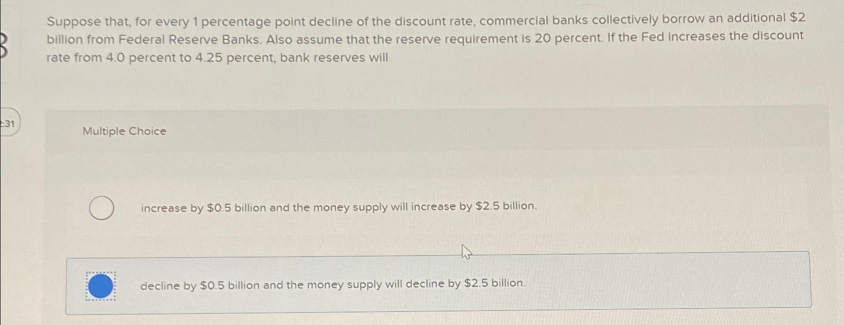 Solved Suppose that, for every 1 ﻿percentage point decline | Chegg.com