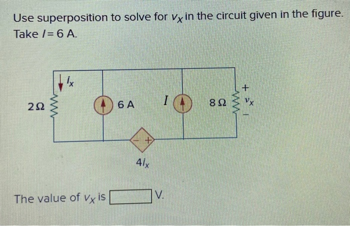 Solved Use superposition to solve for Vg in the circuit | Chegg.com