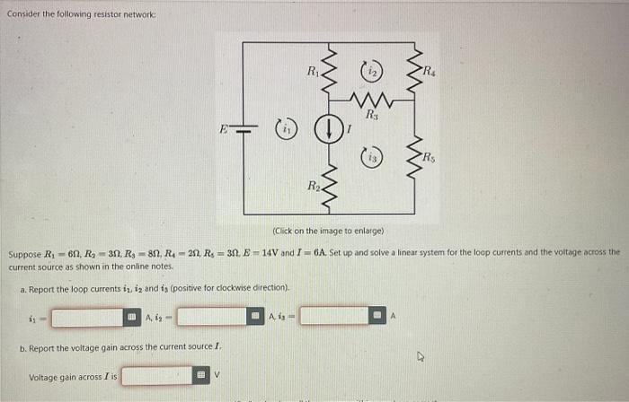 Solved Consider the following resistor network: (Cick on the | Chegg.com