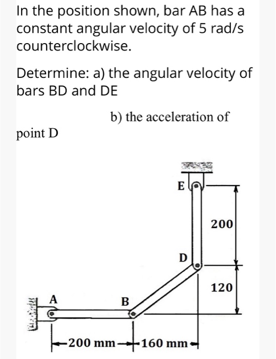 Solved In the position shown, bar AB has a constant angular | Chegg.com