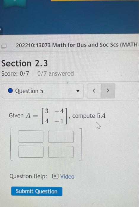 Solved 202210:13073 Math for Bus and Soc Scs (MATH- Section | Chegg.com