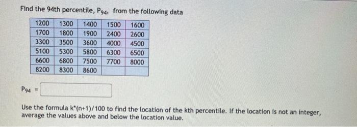 Solved Find 84th percentile, P84, from the following data | Chegg.com