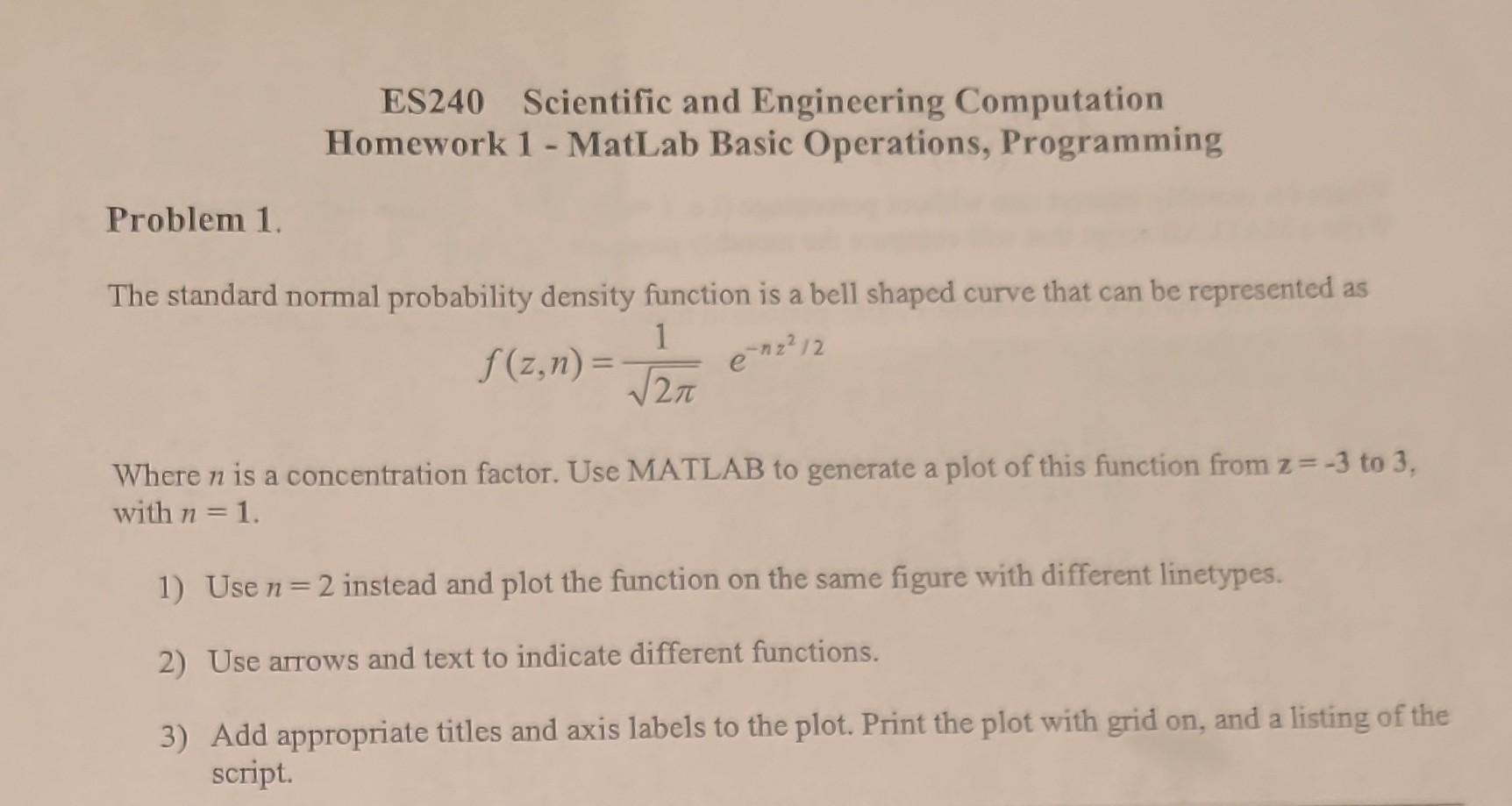 Solved ES240 Scientific and Engineering Computation Homework | Chegg.com