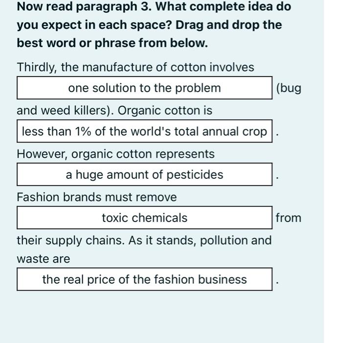 Read paragraph 1 of the text below. Drag and drop a | Chegg.com