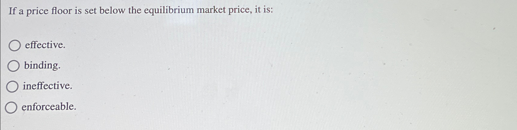 Solved If a price floor is set below the equilibrium market | Chegg.com