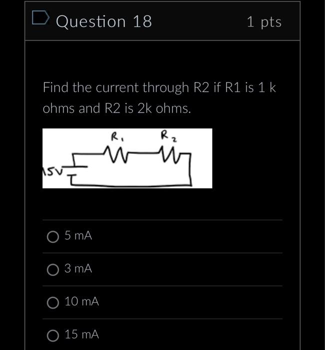 Solved Find the current through R2 if R1 is 1k ohms and R2 | Chegg.com