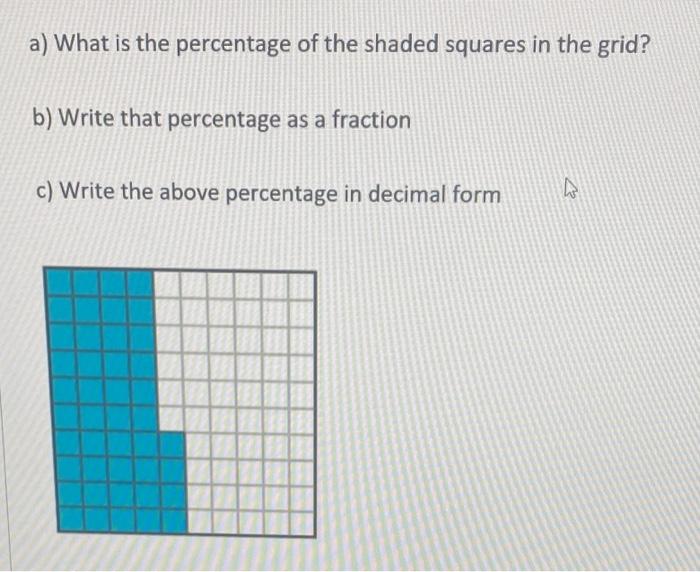 Solved a) What is the percentage of the shaded squares in | Chegg.com