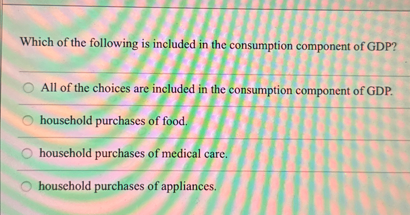 Solved Which of the following is included in the consumption | Chegg.com