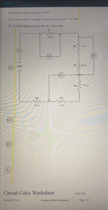 Solved For the following circuits, solve for the values as | Chegg.com