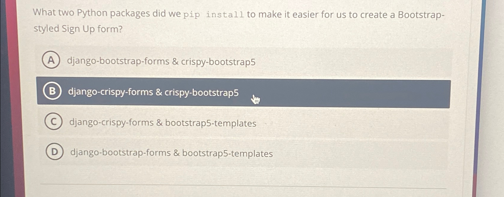 Solved What two Python packages did we pip install to make | Chegg.com