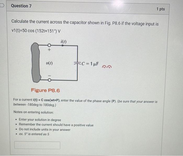 Solved Calculate the current across the capacitor shown in | Chegg.com