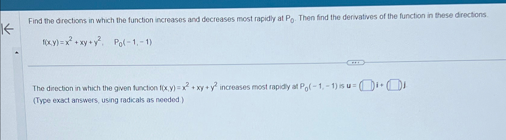 Solved Find the directions in which the function increases | Chegg.com