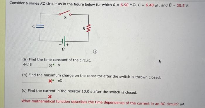 Solved Consider a series RC circuit as in the figure below | Chegg.com