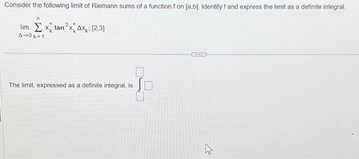 Solved Consider the following limit of Riemann sums of a | Chegg.com