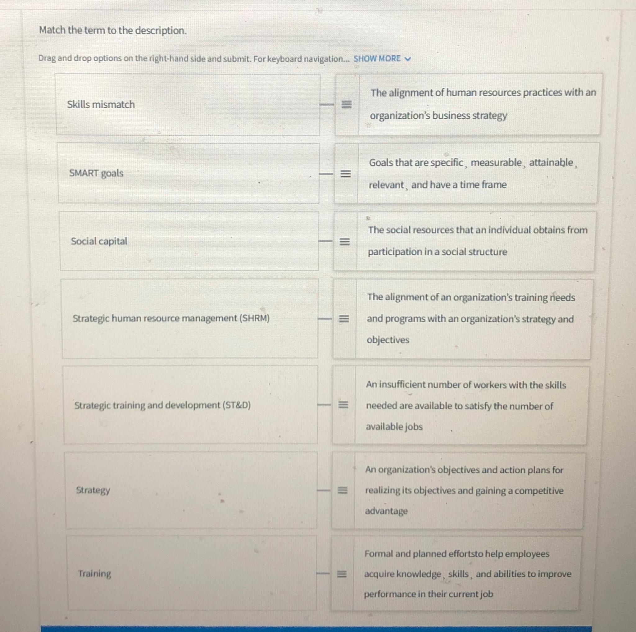 Solved Match the term to the description.Drag and drop | Chegg.com