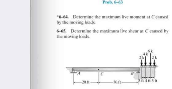 Solved Prob. 6-63 6-64. Determine the maximum live moment at | Chegg.com