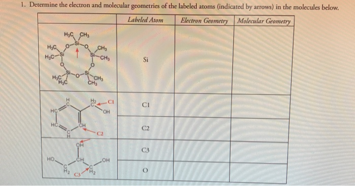 Solved 1 Determine The Electron And Molecular Geometries Of