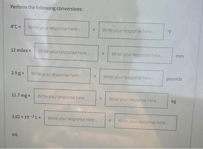 Solved Perform the following conversions: gallons | Chegg.com