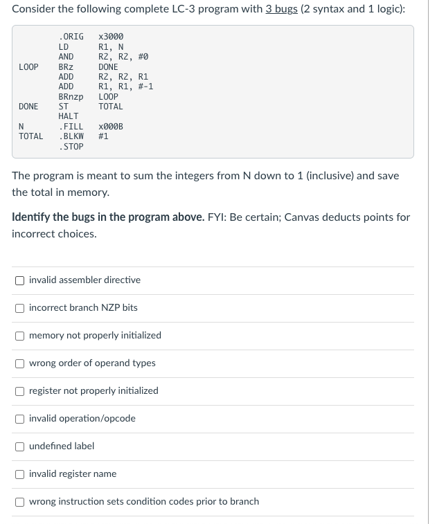 Solved Consider the following complete LC-3 ﻿program with | Chegg.com