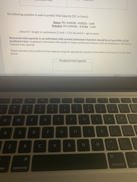 Solved The following equation is used to predict Vital | Chegg.com