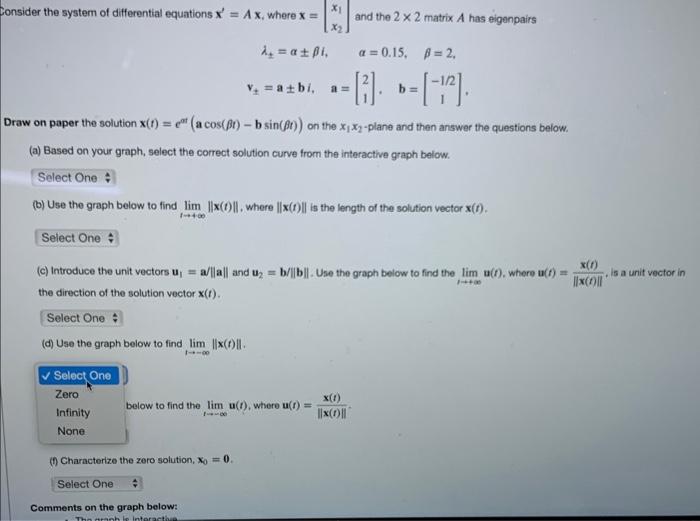 Solved Consider the system of differential equations x′=Ax, | Chegg.com
