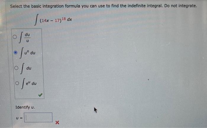 Solved Select the basic integration formula you can use to | Chegg.com