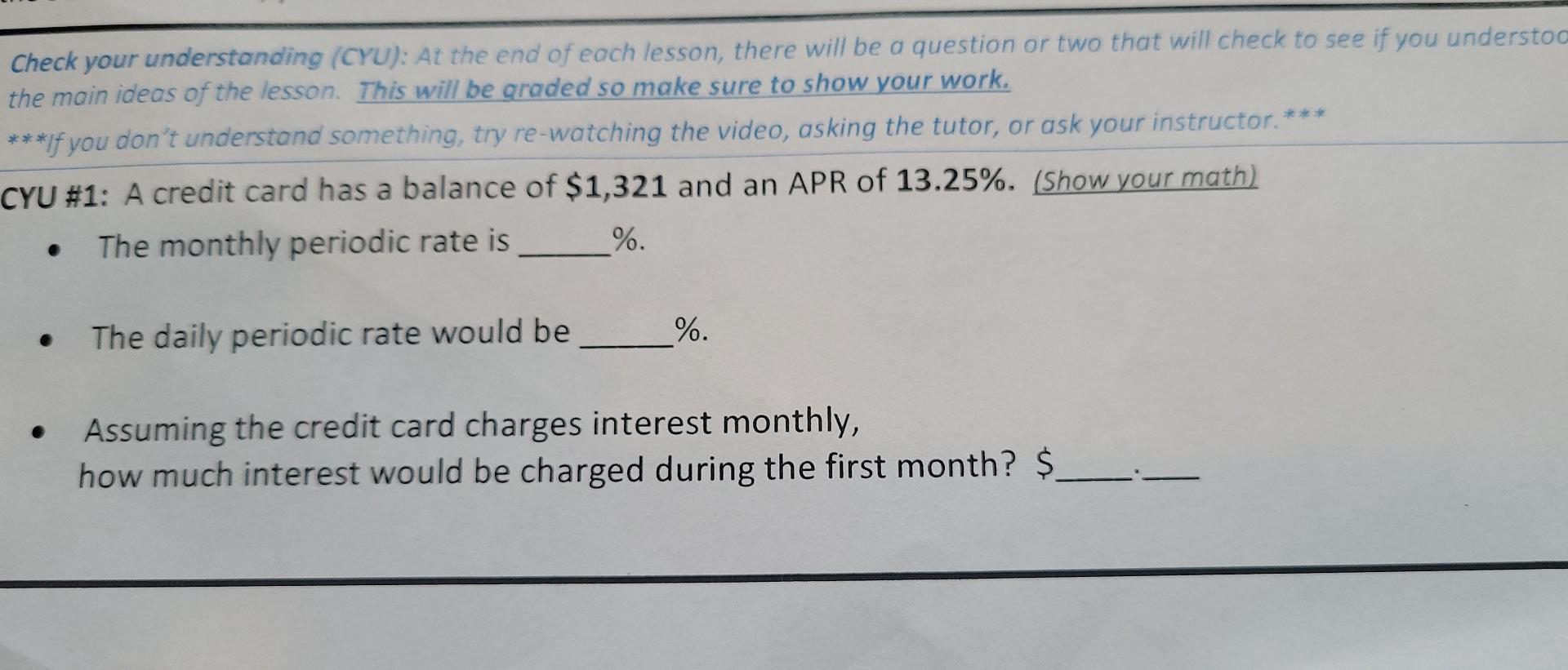 Solved Check your understanding (CYU): At the end of each | Chegg.com