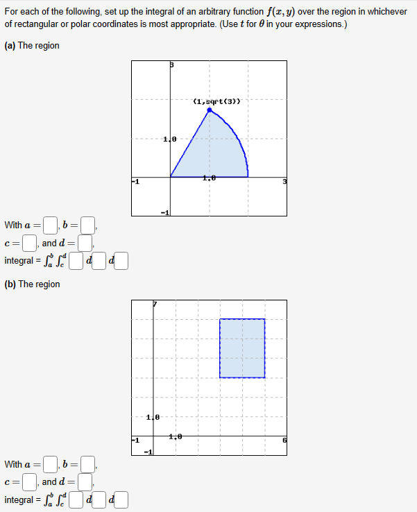Solved For each of the following, set up the integral of an | Chegg.com