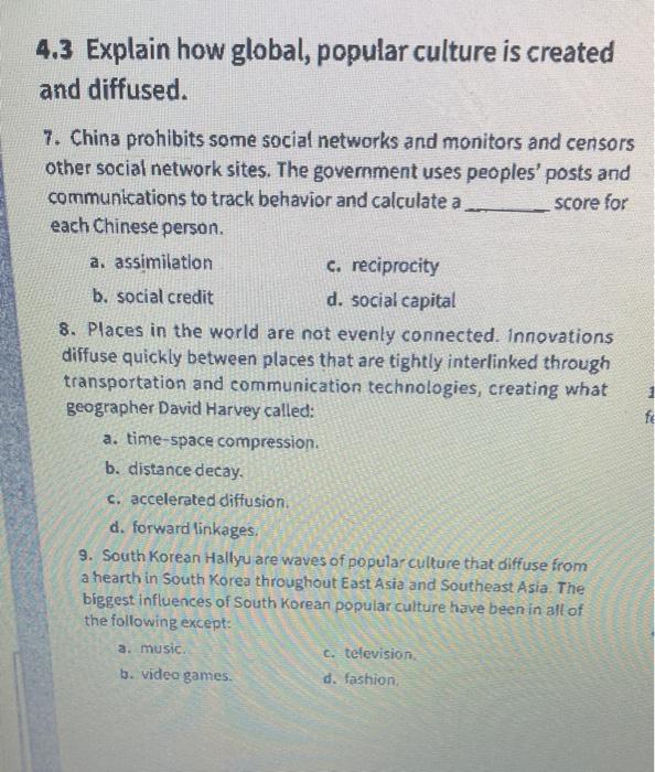 Solved 4.3 Explain how global, popular culture is created | Chegg.com