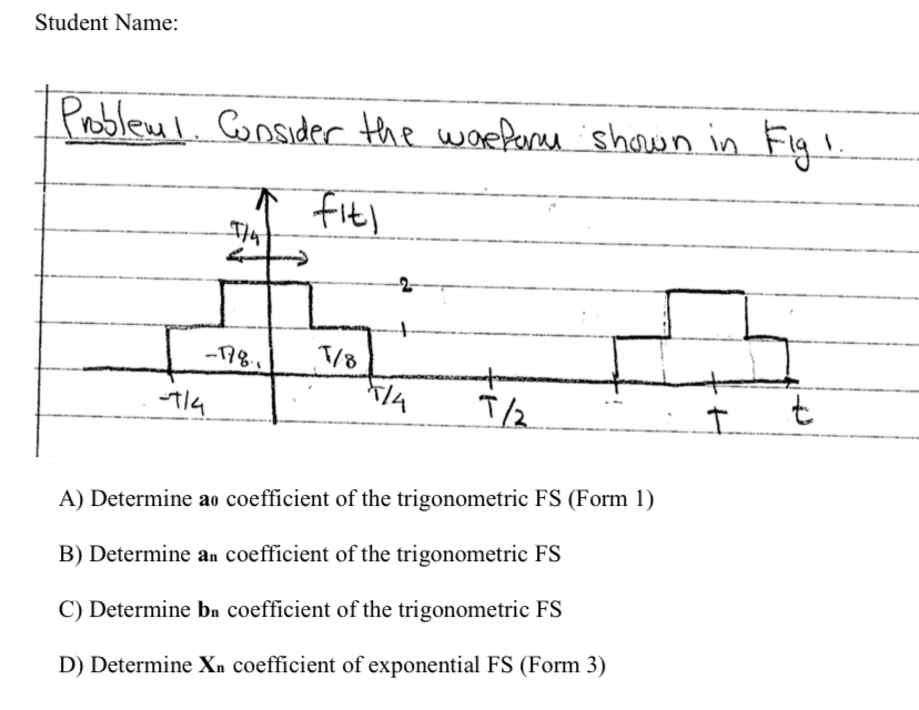 Solved Student Name:Problem 1. Consider the warform shown | Chegg.com Solved Student Name:Problem 1. Consider the warform shown | Chegg.com