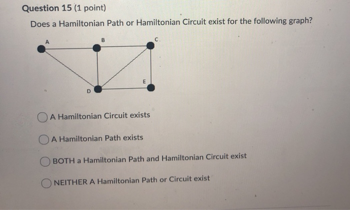 Solved Question 15 1 Point Does A Hamiltonian Path Or