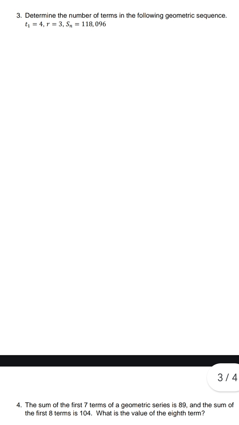 3. ﻿Determine the number of terms in the following | Chegg.com