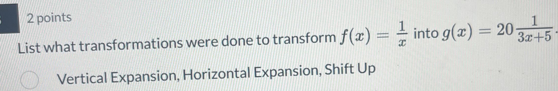 Solved 2 ﻿pointsList what transformations were done to | Chegg.com