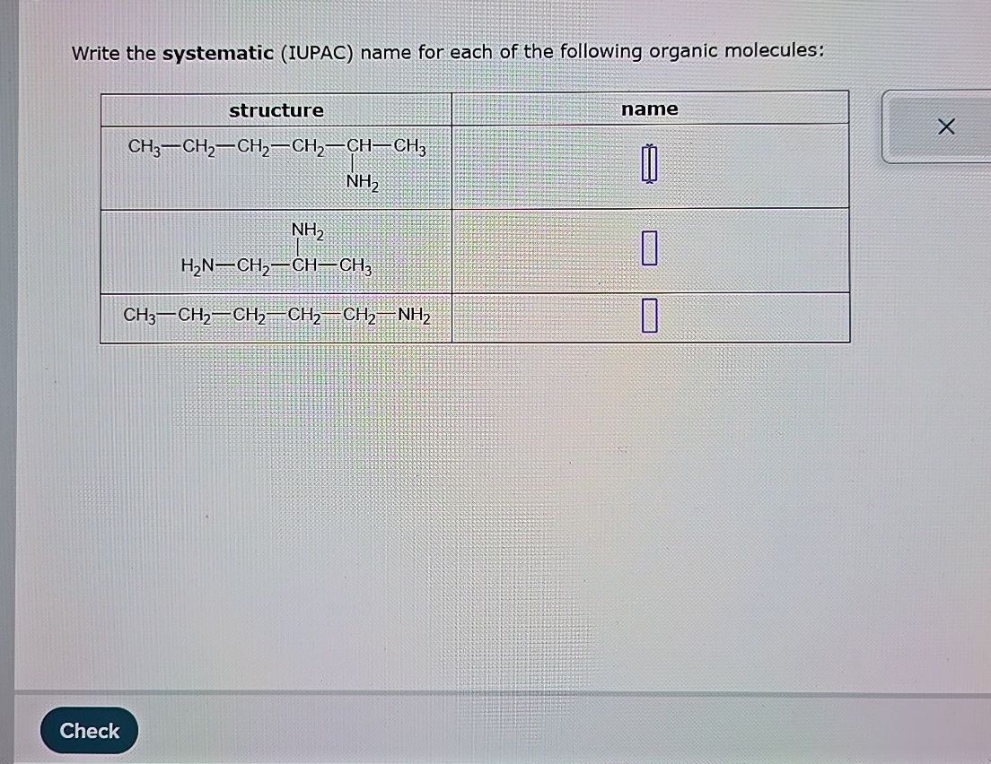 Solved Write the systematic (IUPAC) ﻿name for each of the | Chegg.com