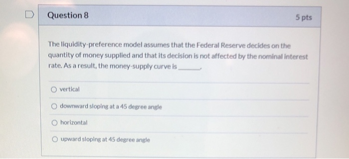 Solved Question 8 5 pts The liquidity preference model | Chegg.com