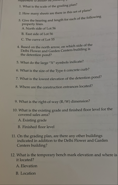 Solved What is the scale of the grading plan?How many sheets | Chegg.com