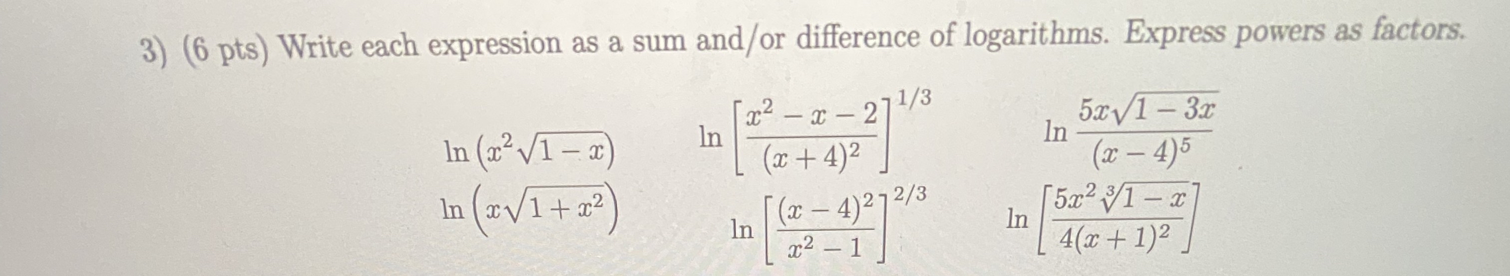 Solved ( 6 ﻿pts ) ﻿Write each expression as a sum and/or | Chegg.com