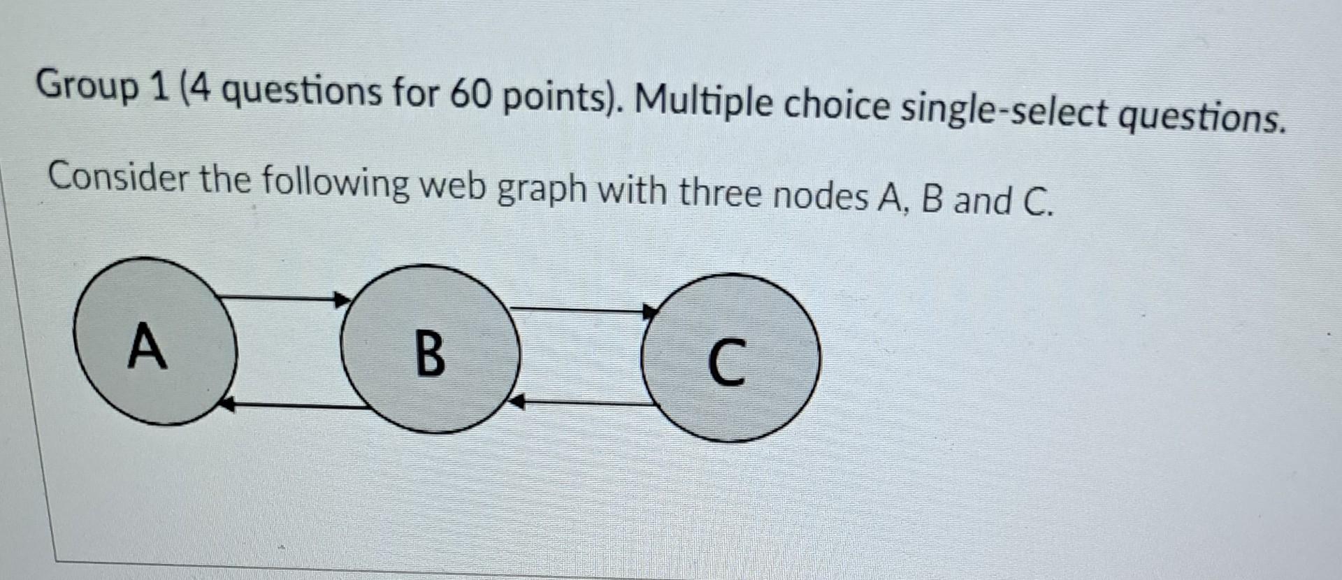 Solved Group 1 (4 questions for 60 points). Multiple choice | Chegg.com