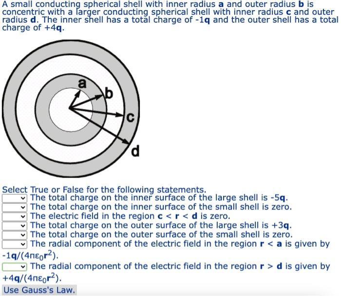 Solved A small conducting spherical shell with inner radius | Chegg.com