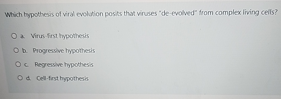 Solved Which hypothesis of viral evolution posits that | Chegg.com