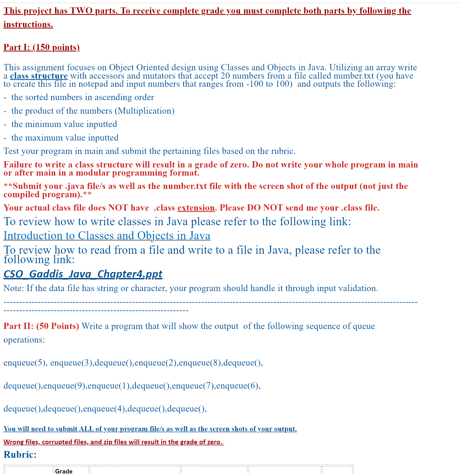 Solved Java pls ﻿This project has TWO parts. To receive | Chegg.com