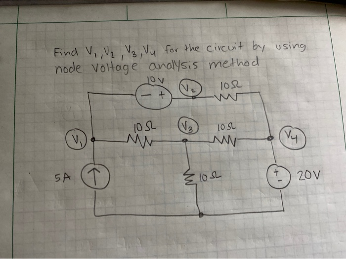 Solved Find V,,V₂ V3, Vy for the circuit by using node | Chegg.com