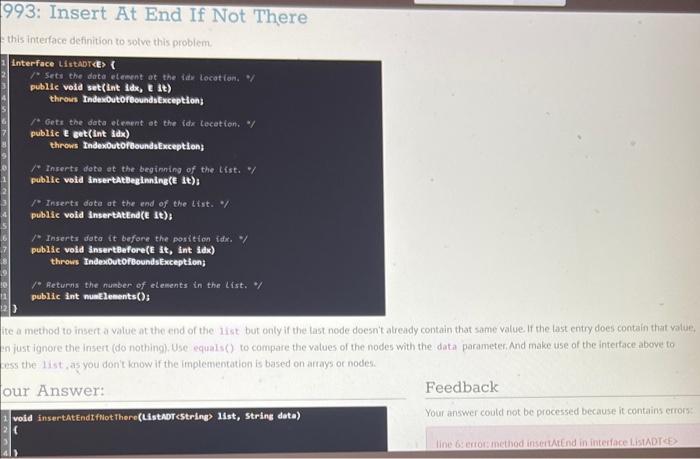 Solved 993: Insert At End If Not There te a method to insert | Chegg.com