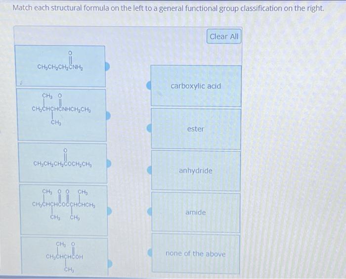 Solved Match each structural formula on the left to a | Chegg.com