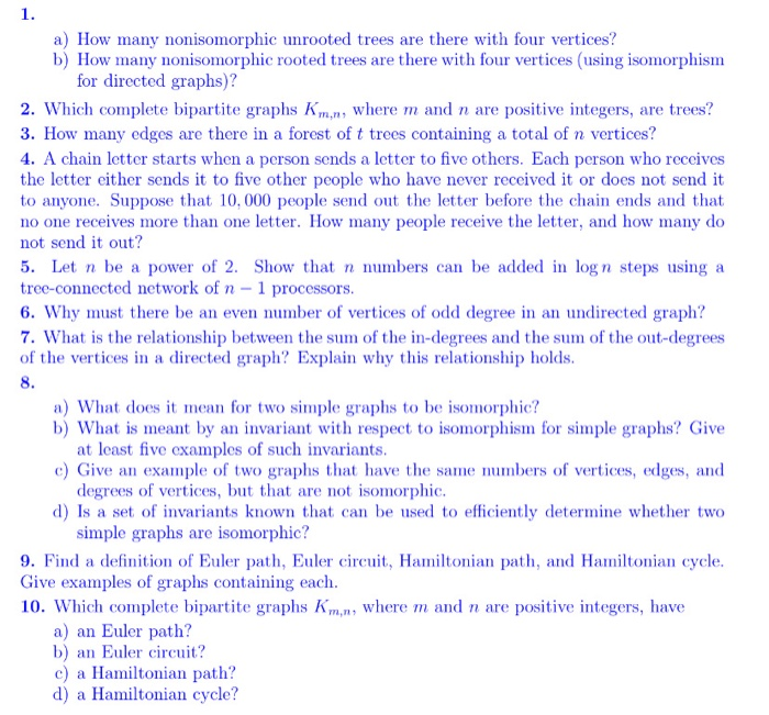 Solved 1. a) How many nonisomorphic unrooted trees are there | Chegg.com