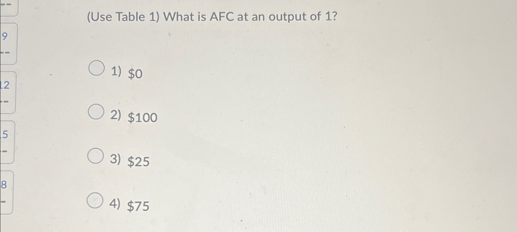 Solved (Use Table 1) ﻿What is AFC at an output of | Chegg.com