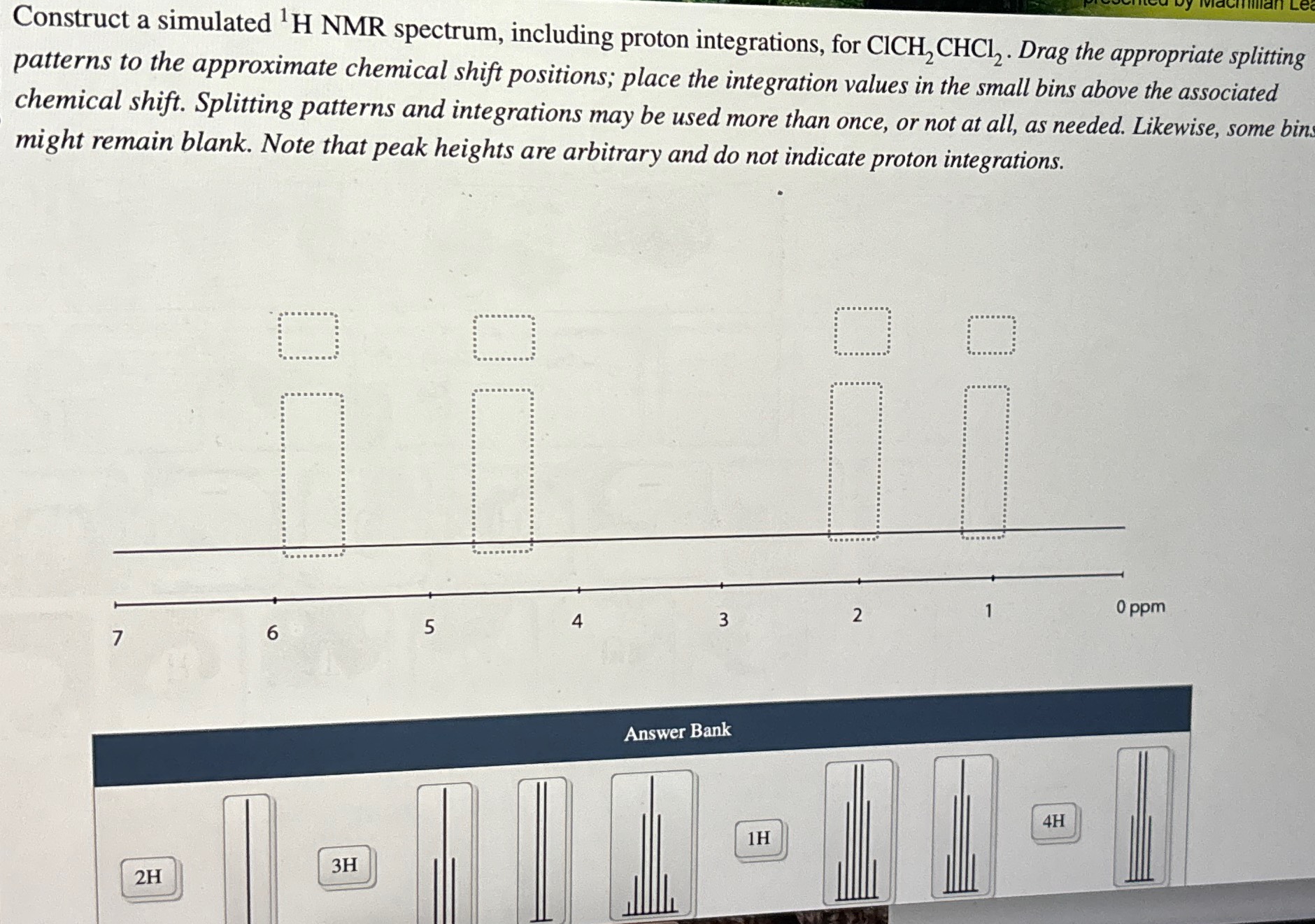 Solved Construct a simulated ?1H ﻿NMR spectrum, including | Chegg.com